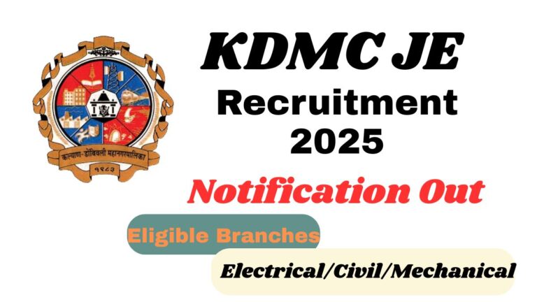 KDMC JE Recruitment 2025 Notification Out For Civil/Electrical ...